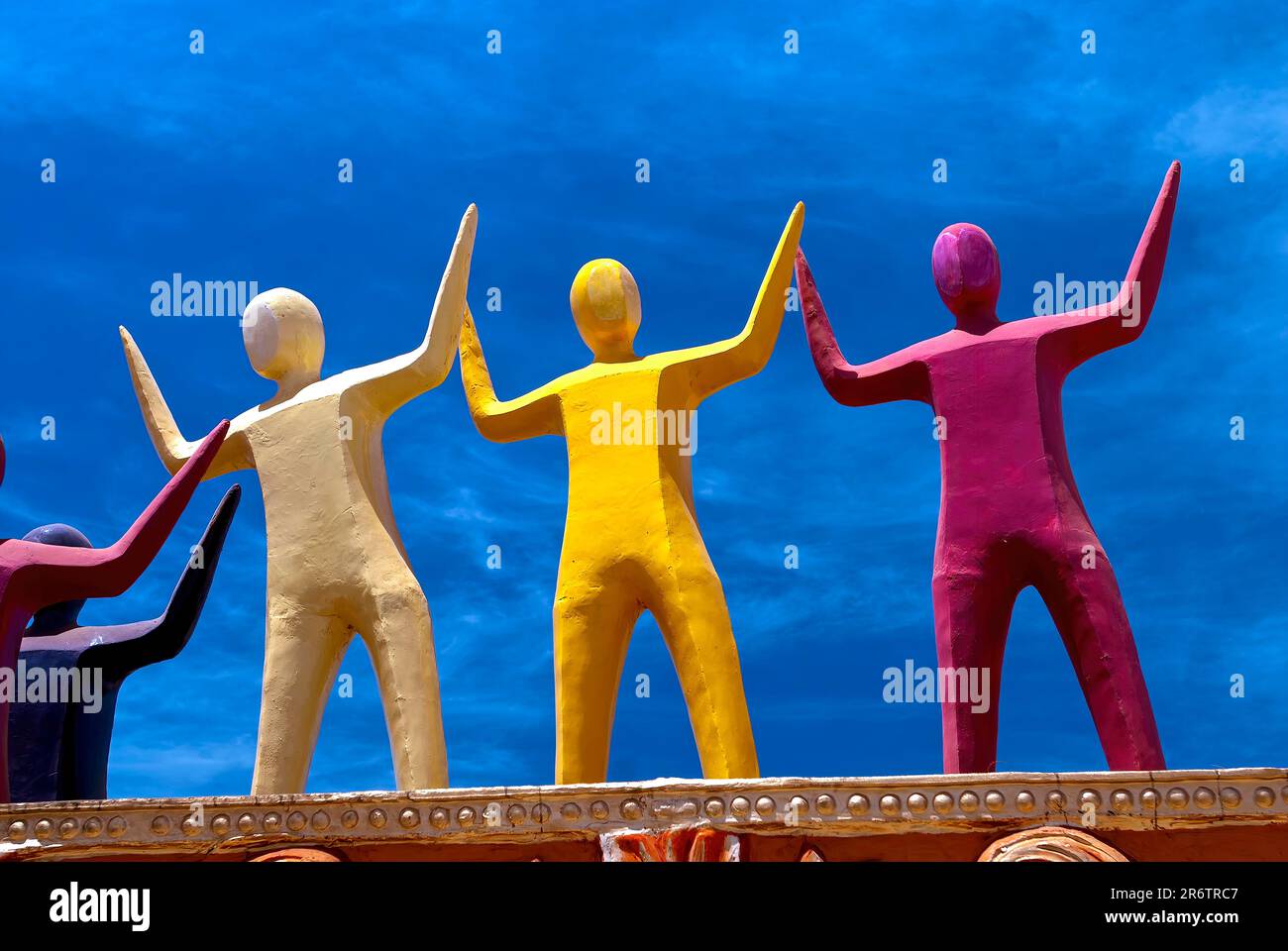 Modern colourful human sculpture, Tamil Nadu, South India, India, Asia ...