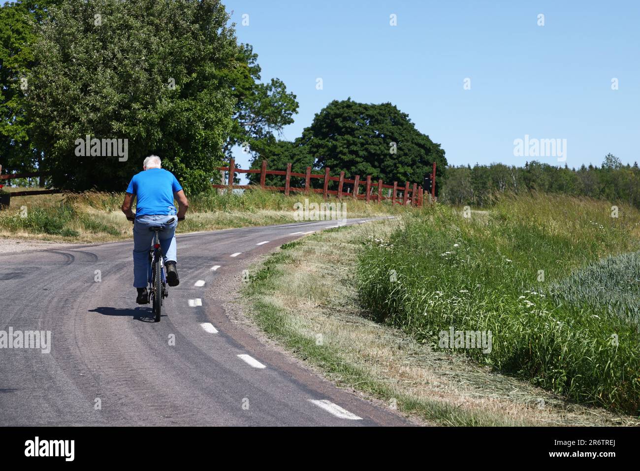 Seasonal weather, heat wave in Sweden continues, a cyclist just outside ...