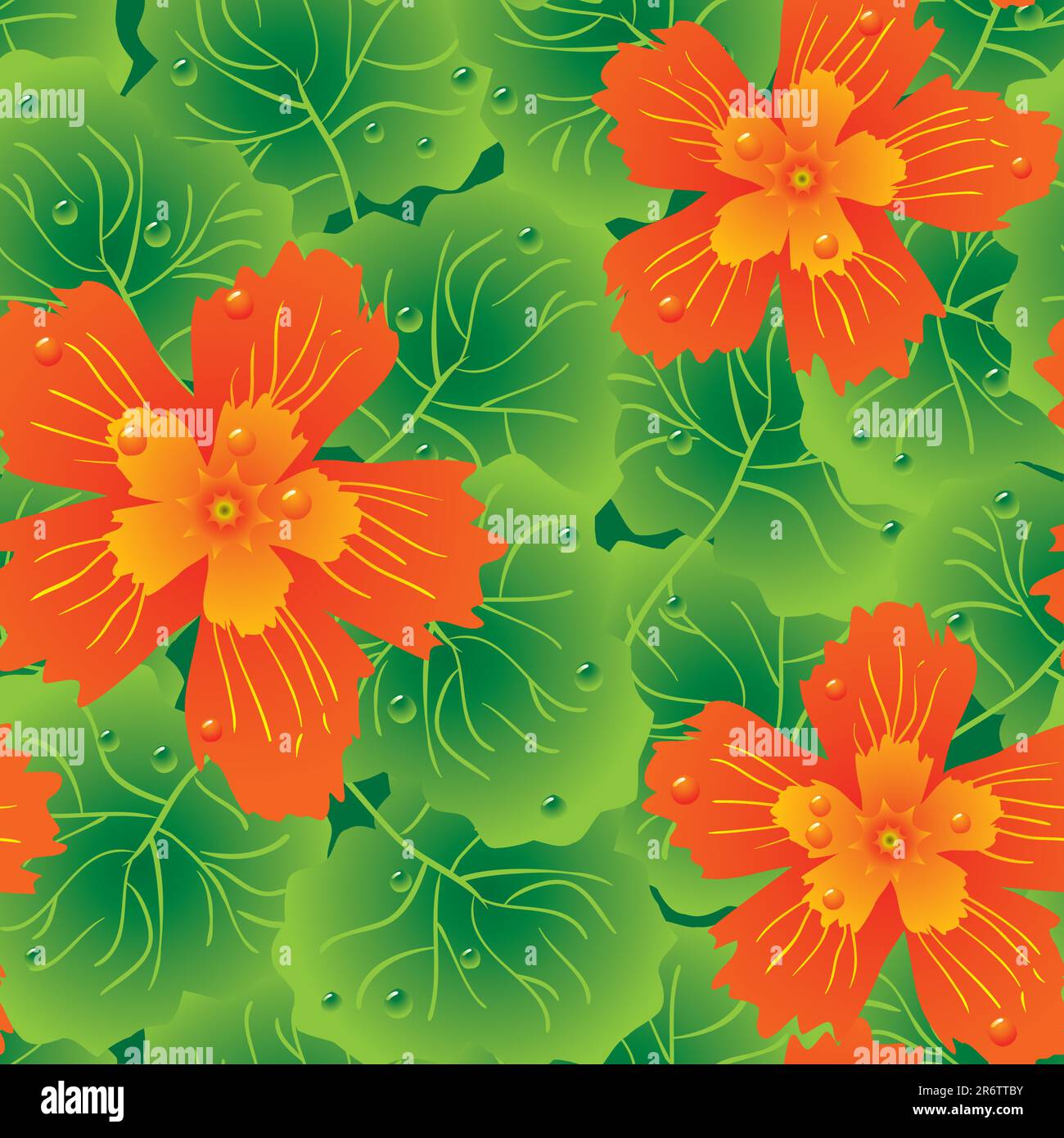 Abstract flowers background. Seamless. Orange - green palette. Vector ...