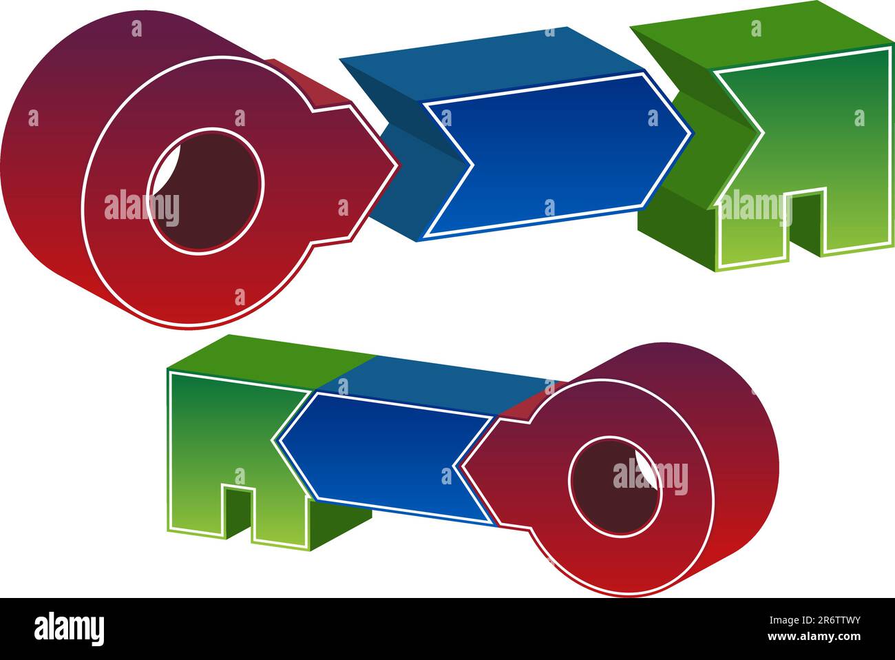 3D shapes representing a staged process that come together to create a ...
