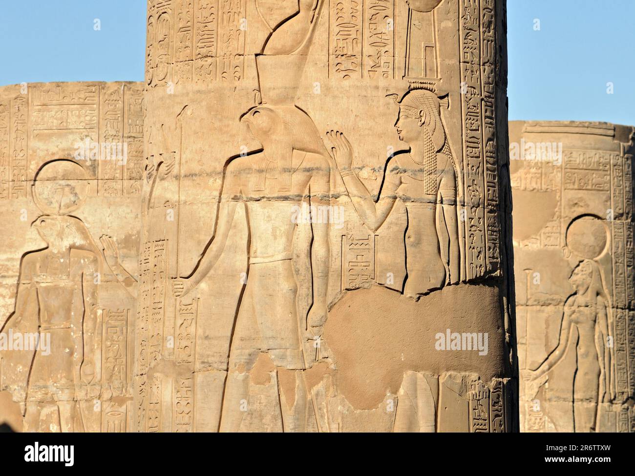 Falconheaded god Horus, columns, roman forecourt, temple of Haroeris ...