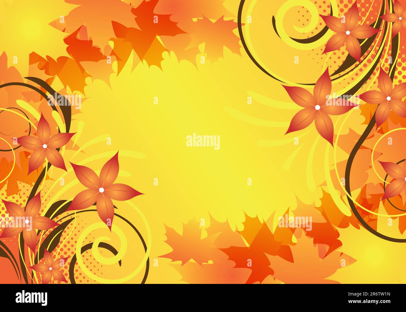 autumn background design with leaves and flowers Stock Vector Image ...
