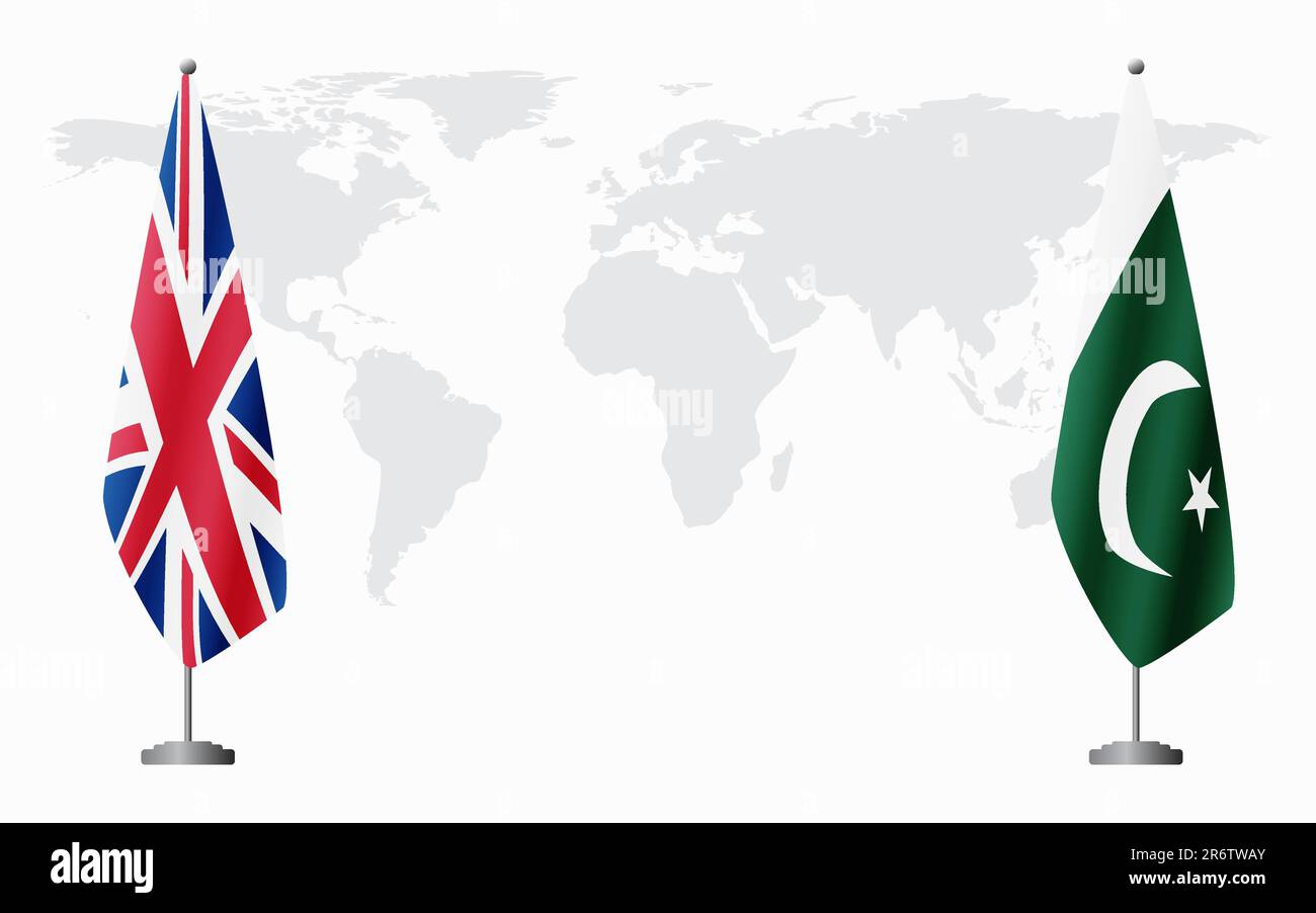 United Kingdom and Pakistan flags for official meeting against ...