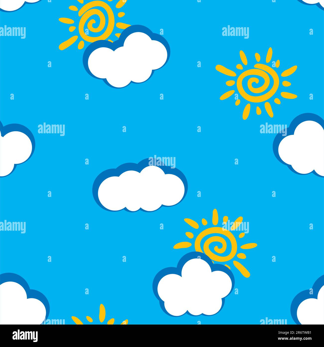 Abstract day clouds background. Seamless. White - blue palette. Vector ...