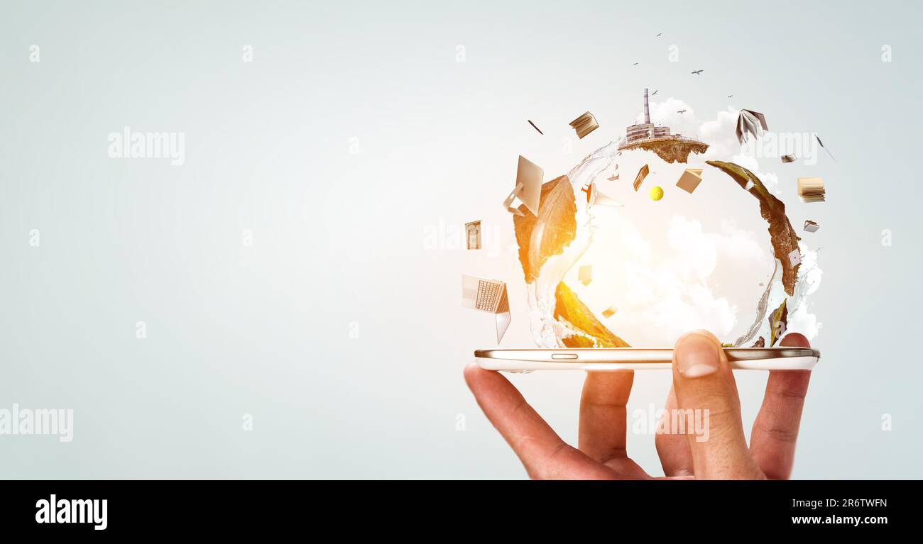 Technology ecology concept. . Mixed media Stock Photo - Alamy