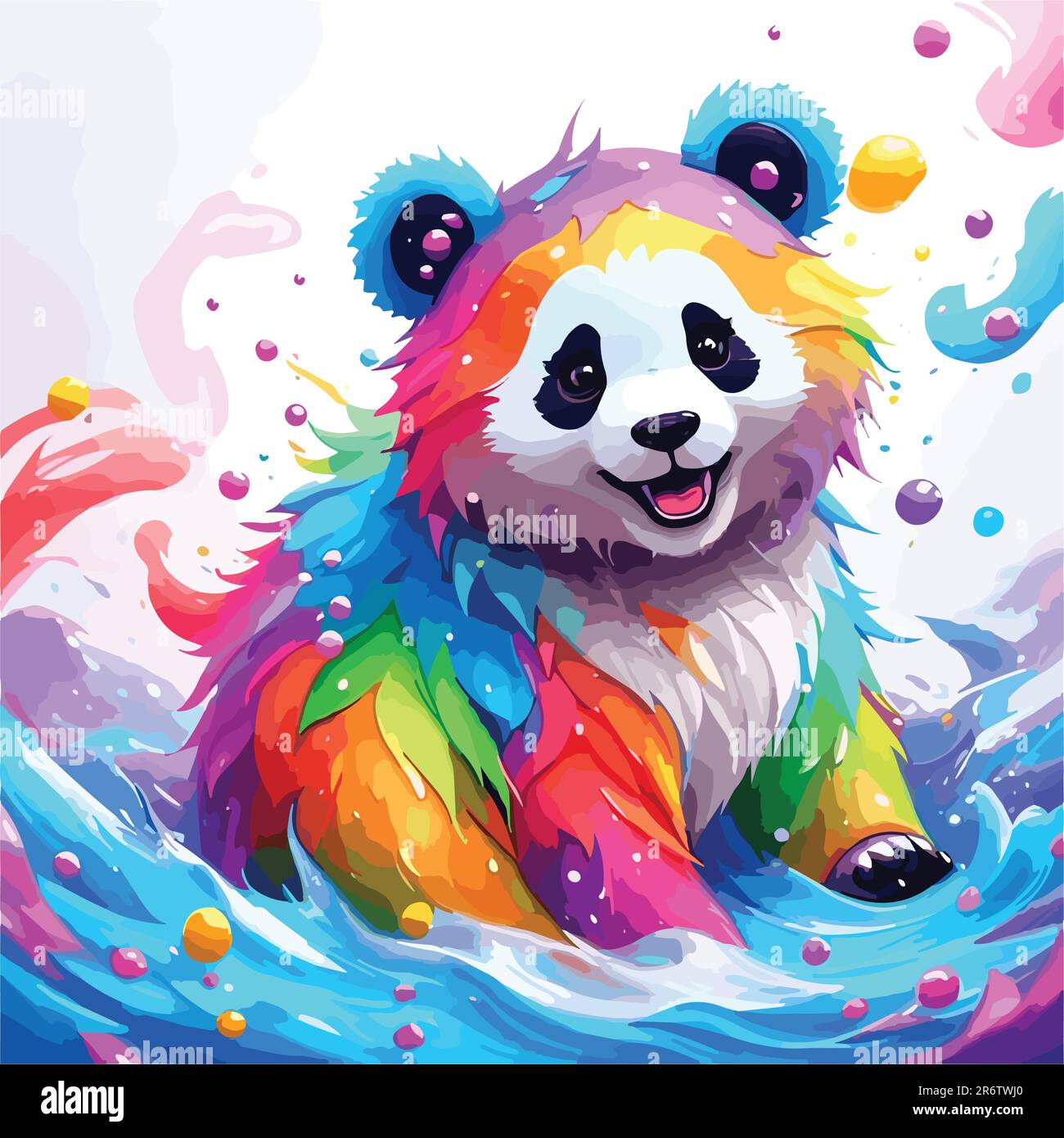 vector art of colorful panda . isolated in white background Stock ...