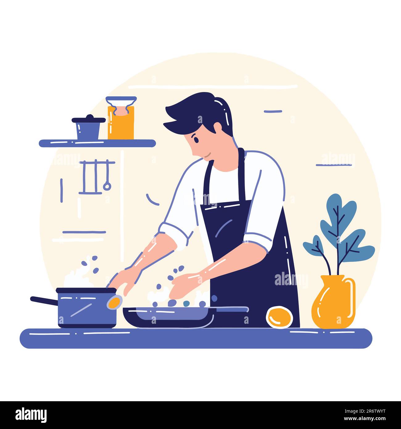 Chef Cooking In Kitchen Clipart