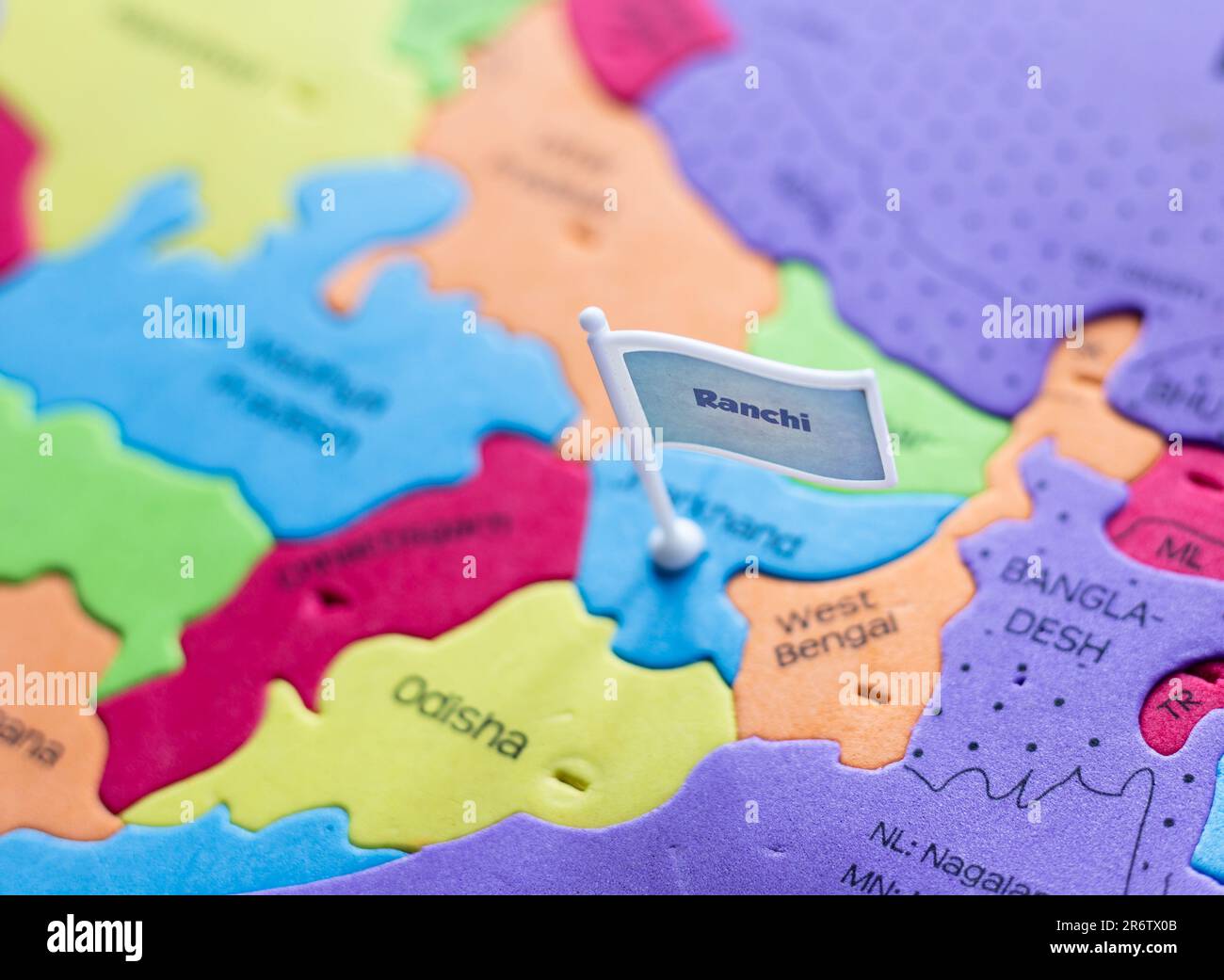 Selective focus on Ranchi - the capital city of Jharkhand on an Indian ...