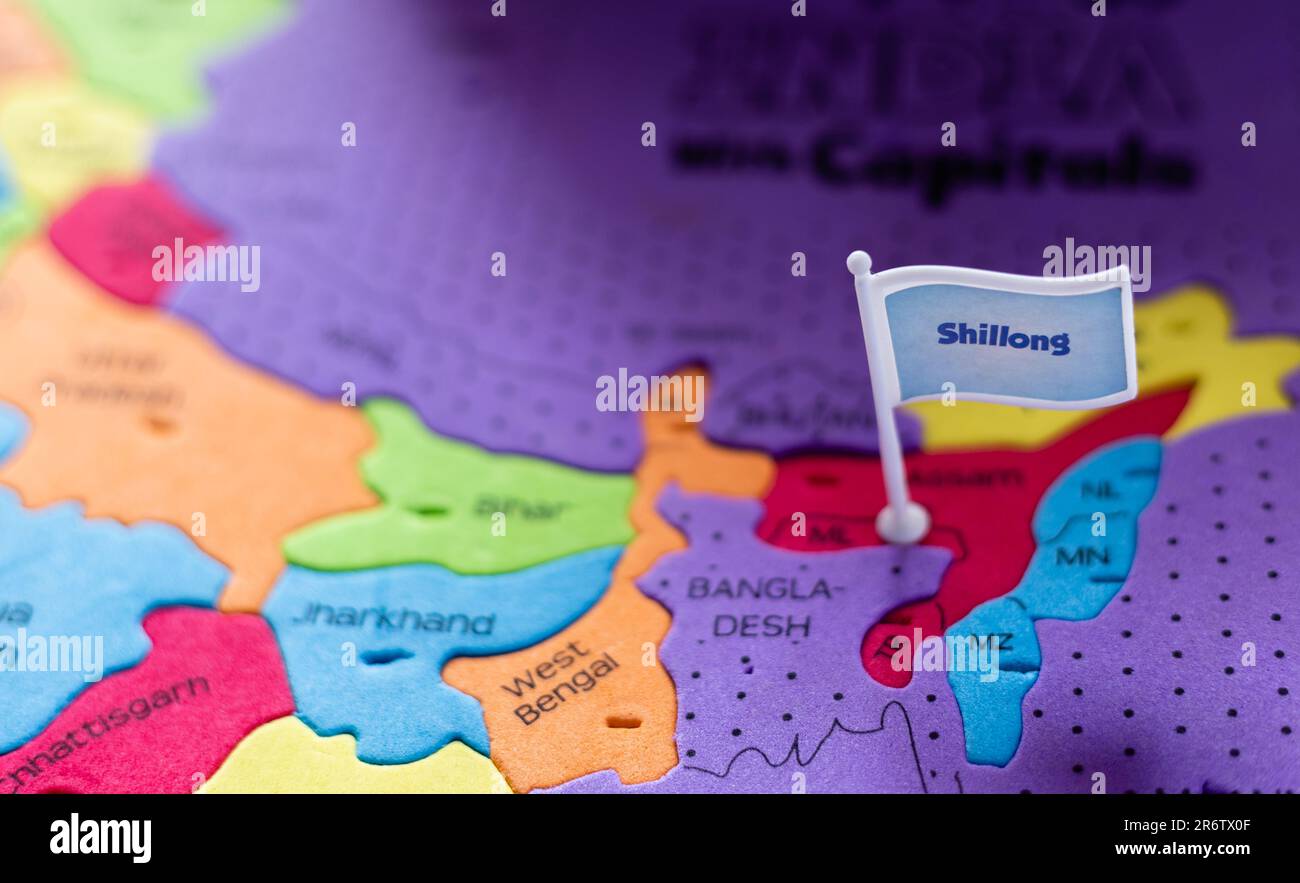 Selective focus on Shillong - the capital city of Meghalaya on an ...