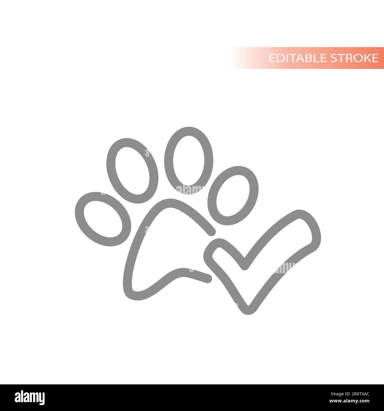 Pets ok, allowed and approved line vector icon. Dog paw print and ...