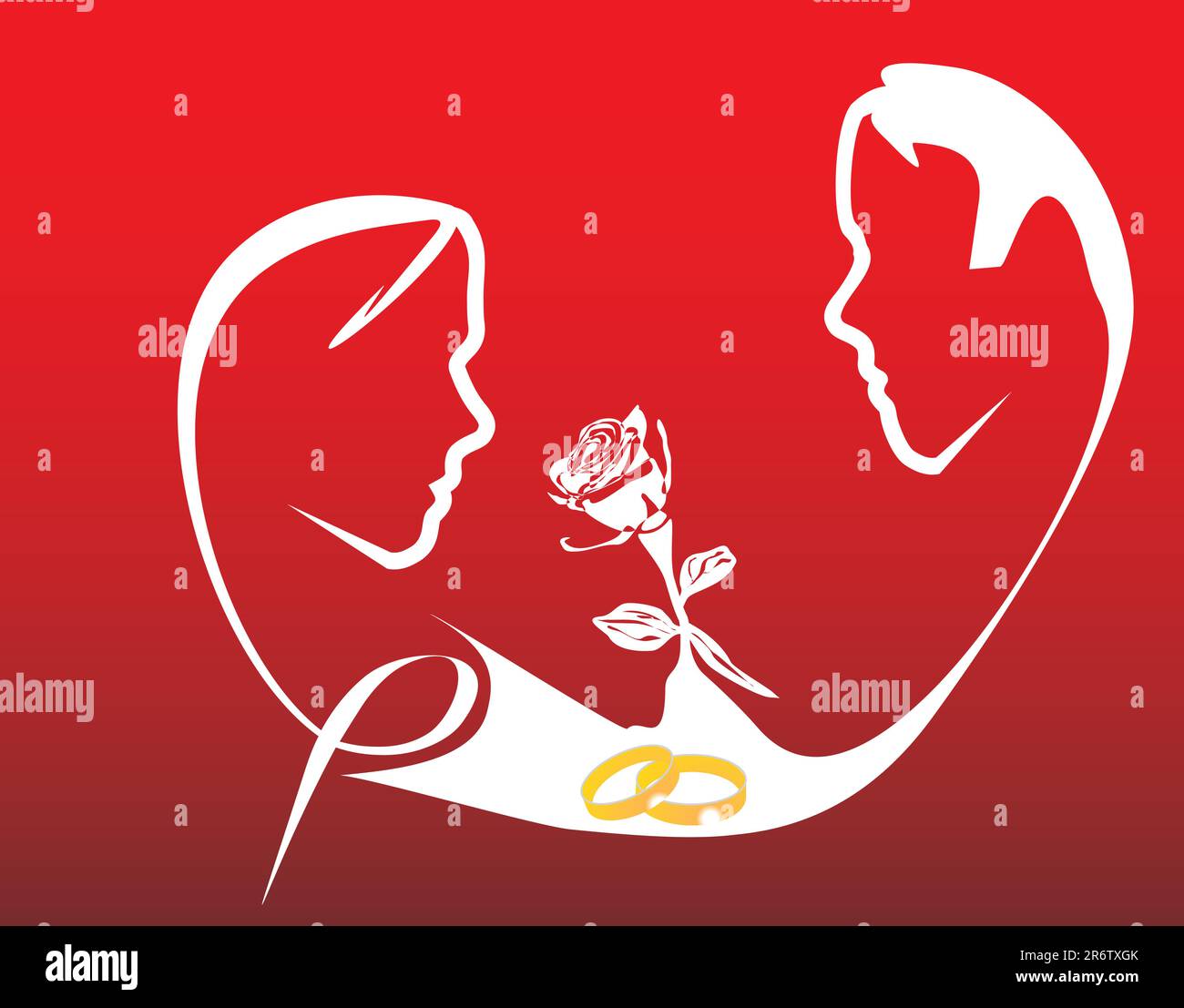 White rose silhouette with golden engagement ring Stock Vector Image ...