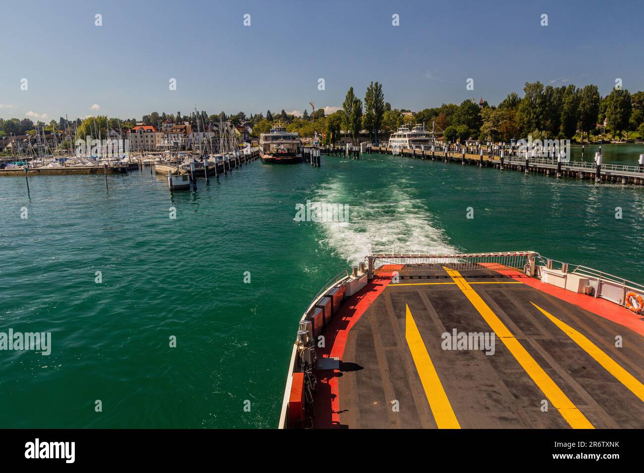 Ferry leaving a dock in Konstanz (Constance) at Lake Constance, Baden ...