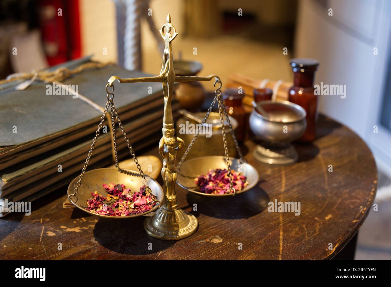 old pharmaceutical equipment on a desk Stock Photo - Alamy