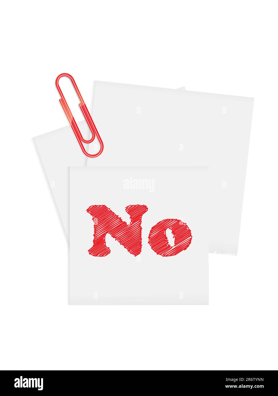Paper note with a red paperclip and with the word "No Stock Vector ...