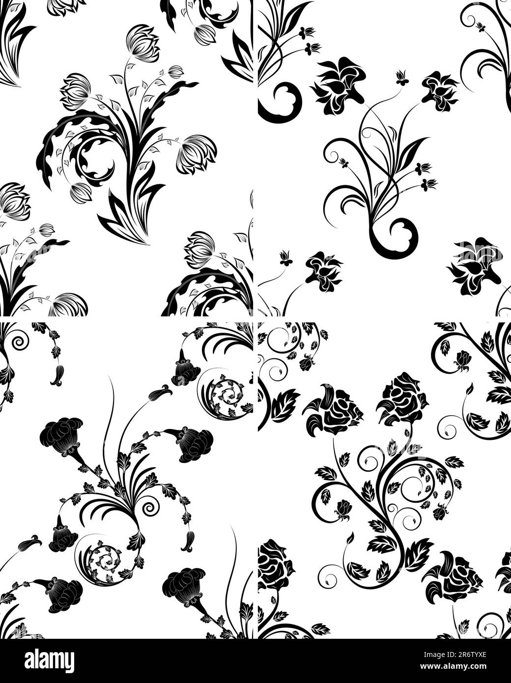 Floral seamless vector backgrounds set. For easy making seamless ...
