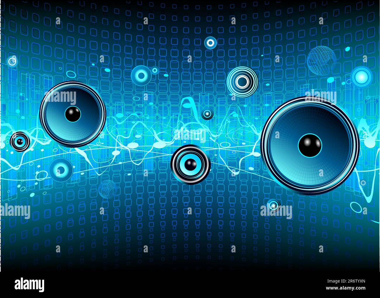 Vector illustration of blue abstract party design with urban music ...