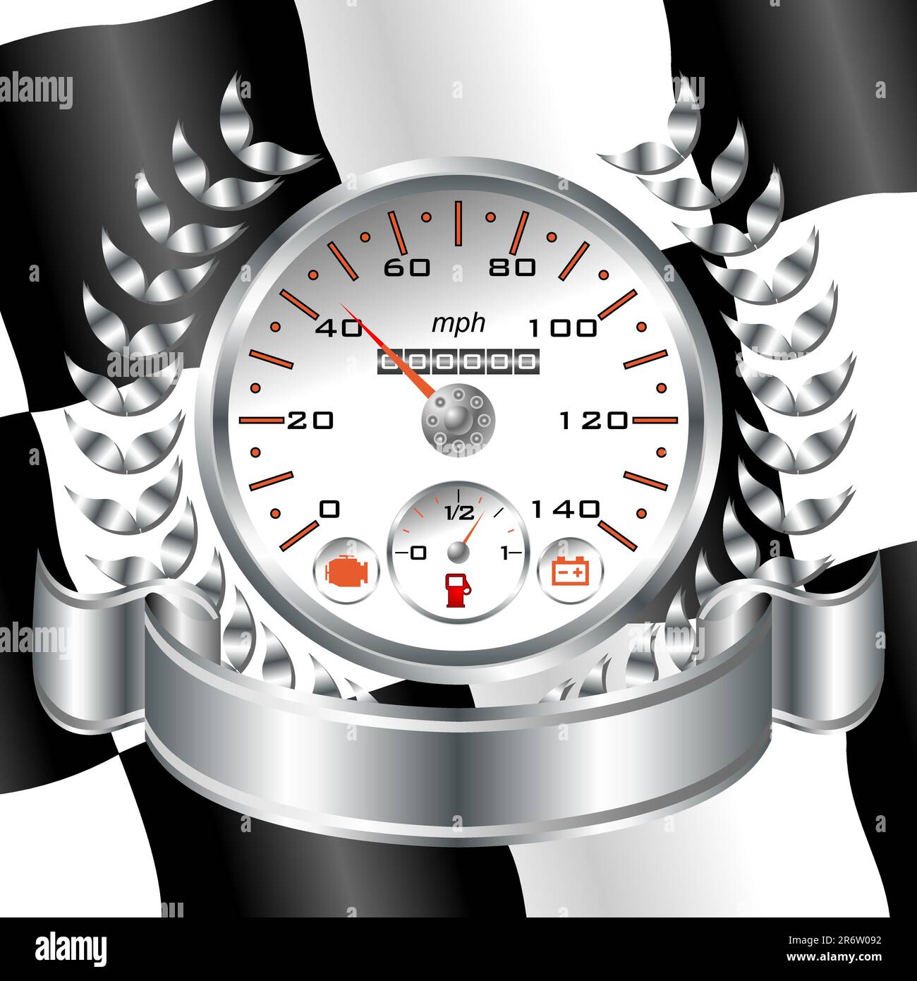 White Speedometer racing shield over checkered flag Stock Vector Image ...