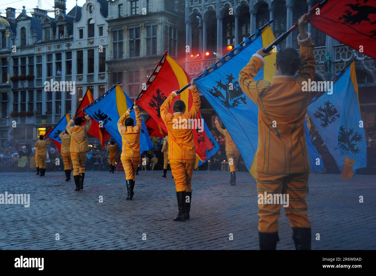 People in historical costumes, parade 'Ommegang', Brussels, Belgium ...