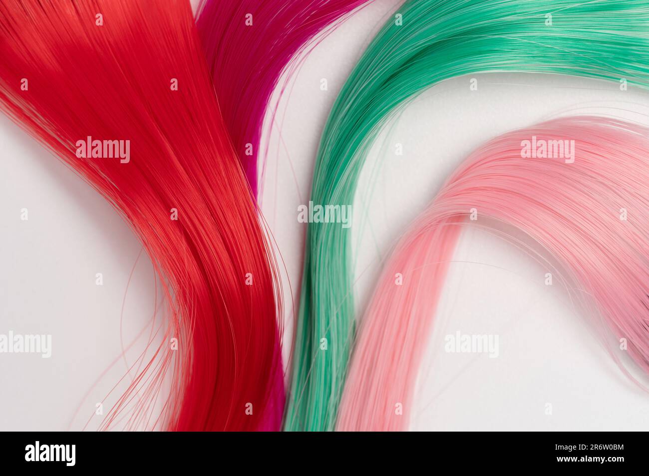 Wavy colorful hair set extensions isolated on white studio background ...