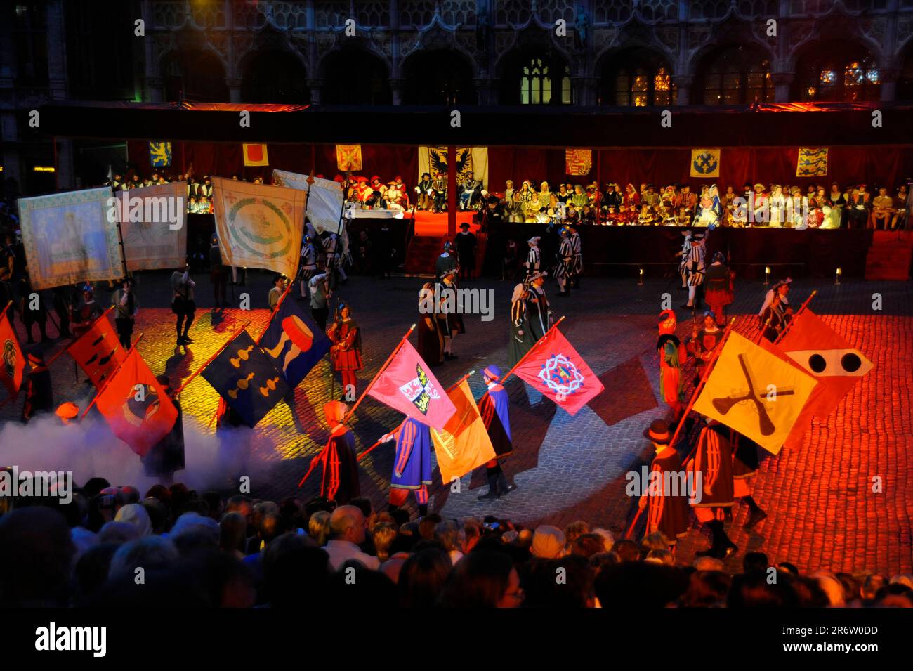 People in historical costumes, parade 'Ommegang', Brussels, Belgium ...