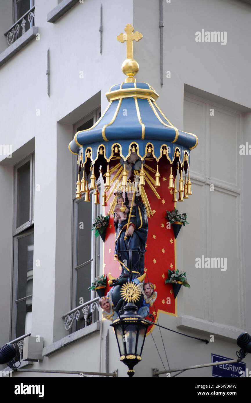 Figure of the Virgin Mary, Old Corn Market, Antwerp, Flanders, Belgium ...