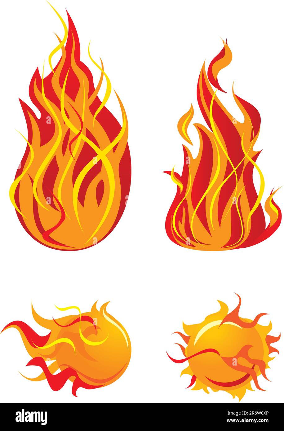 Four flame and fireball elements Stock Vector Image & Art - Alamy
