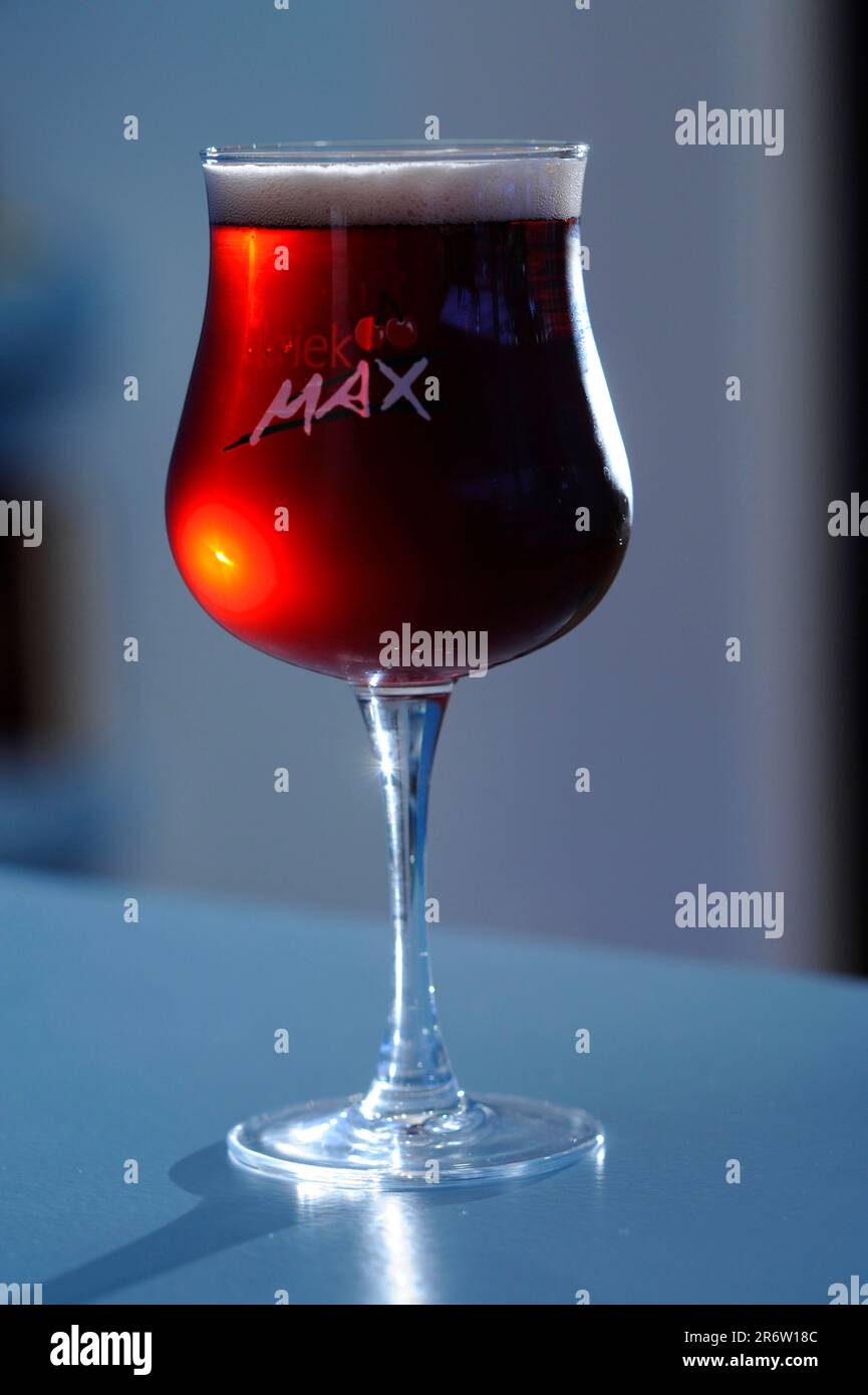 Kriek cherry beer in a glass, beer, cherry beer, beer glass, Belgium ...