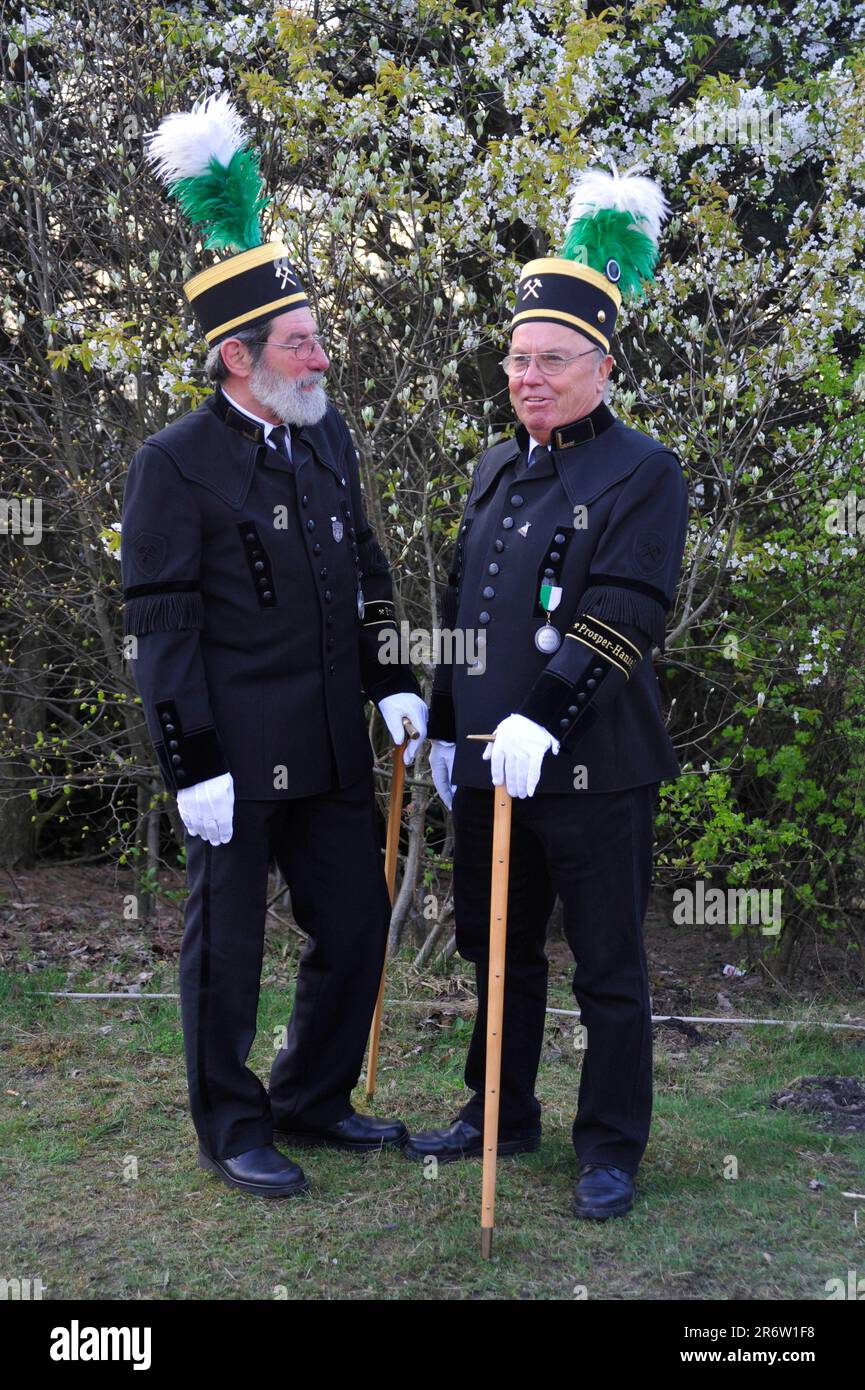 Old miners, former Prosper Haniel colliery, Bottrop, North Rhine ...