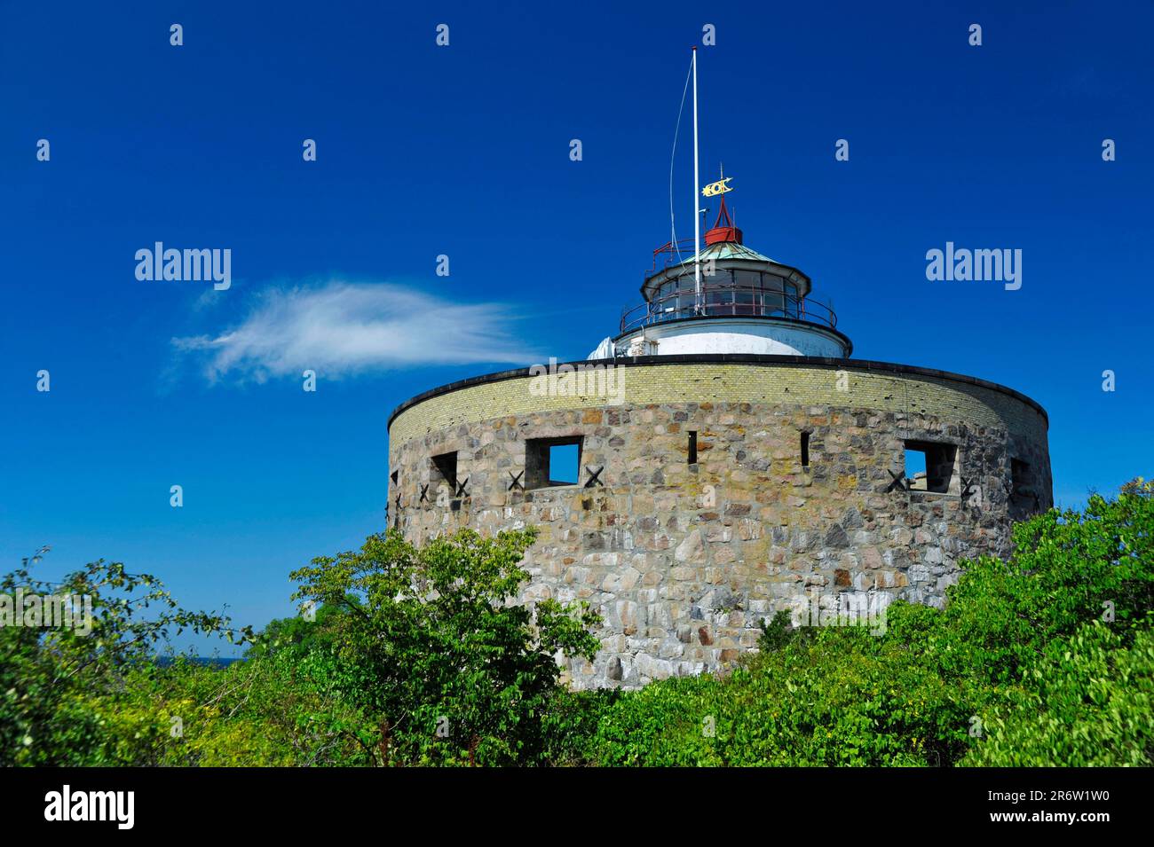 Large tower with lighthouse, Christianso Island, Denmark, Pea Islands ...