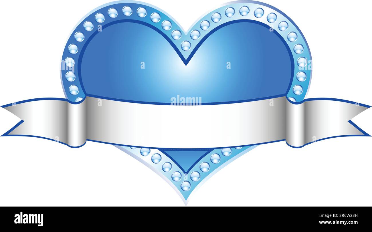 Nice illustration of vector blue heart with white line Stock Vector ...