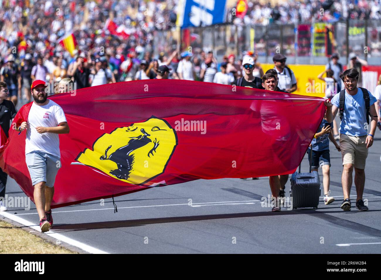 Crowd and Ferrari fans at the end of the race during the podium of the ...