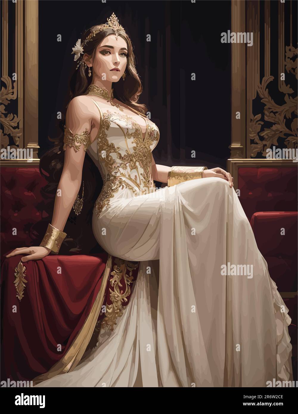 Bride looking into mirror Stock Vector Images - Alamy