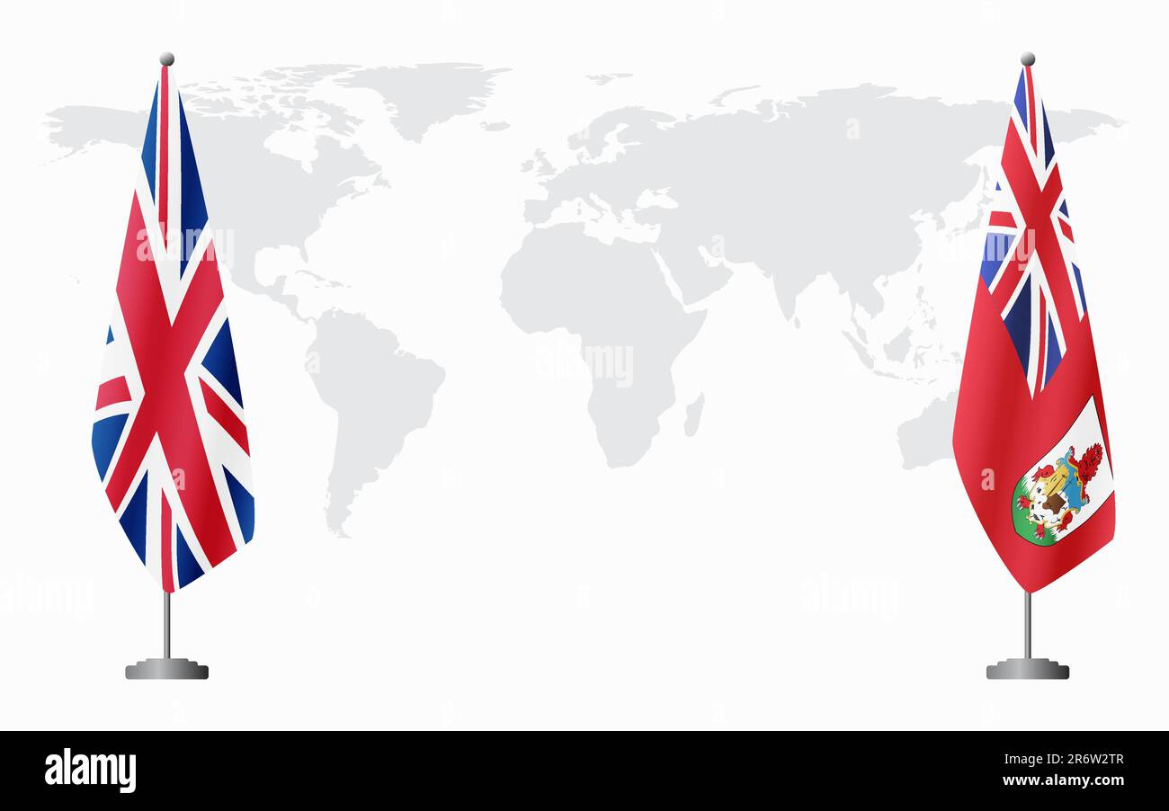 United Kingdom and Bermuda flags for official meeting against ...