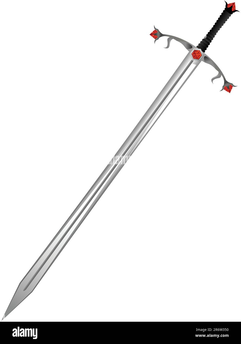 Ancient sword of the knight inlaid by precious rubies in a vector Stock ...