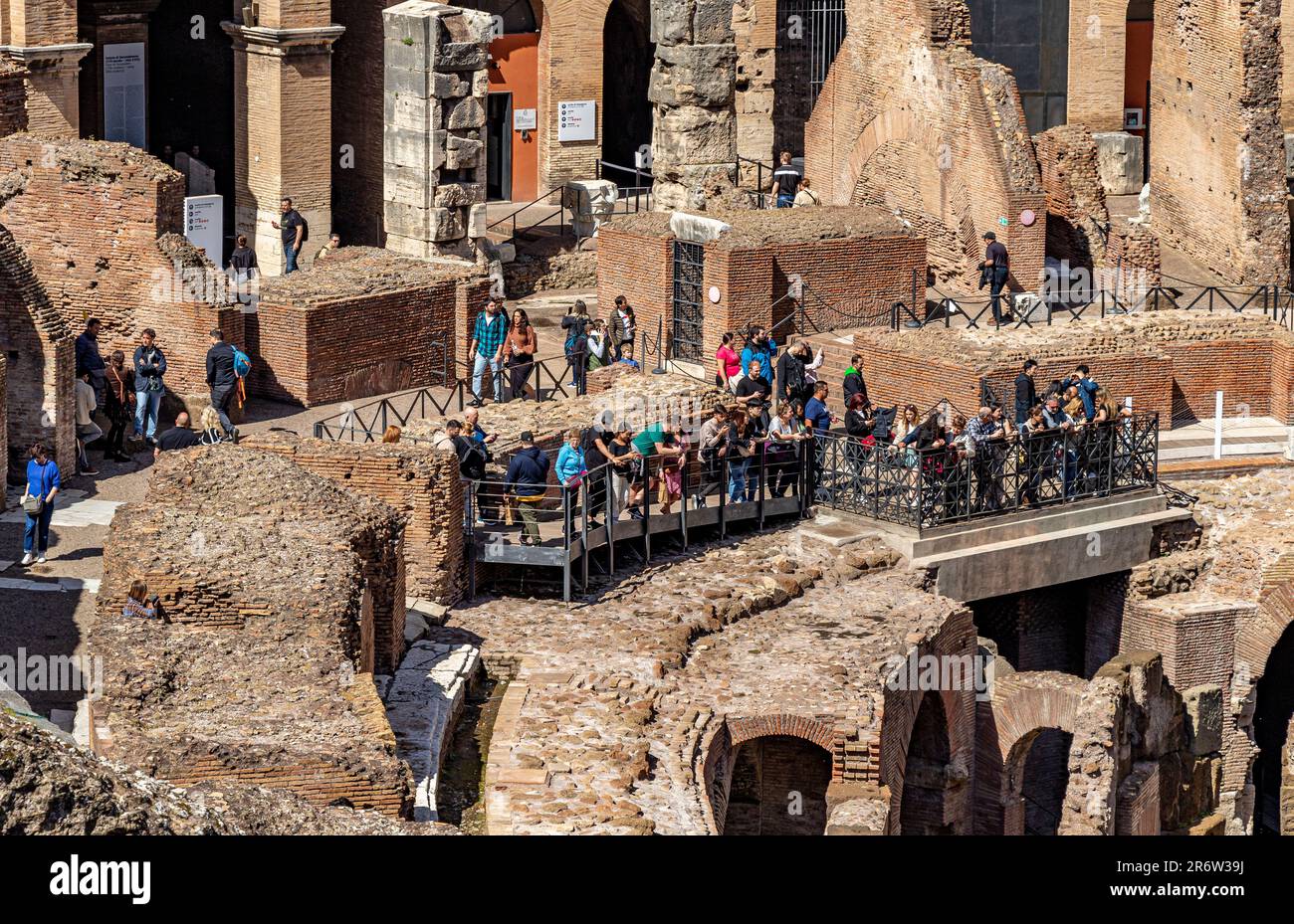Close up of people visiting the Colosseum in Rome, the largest ...