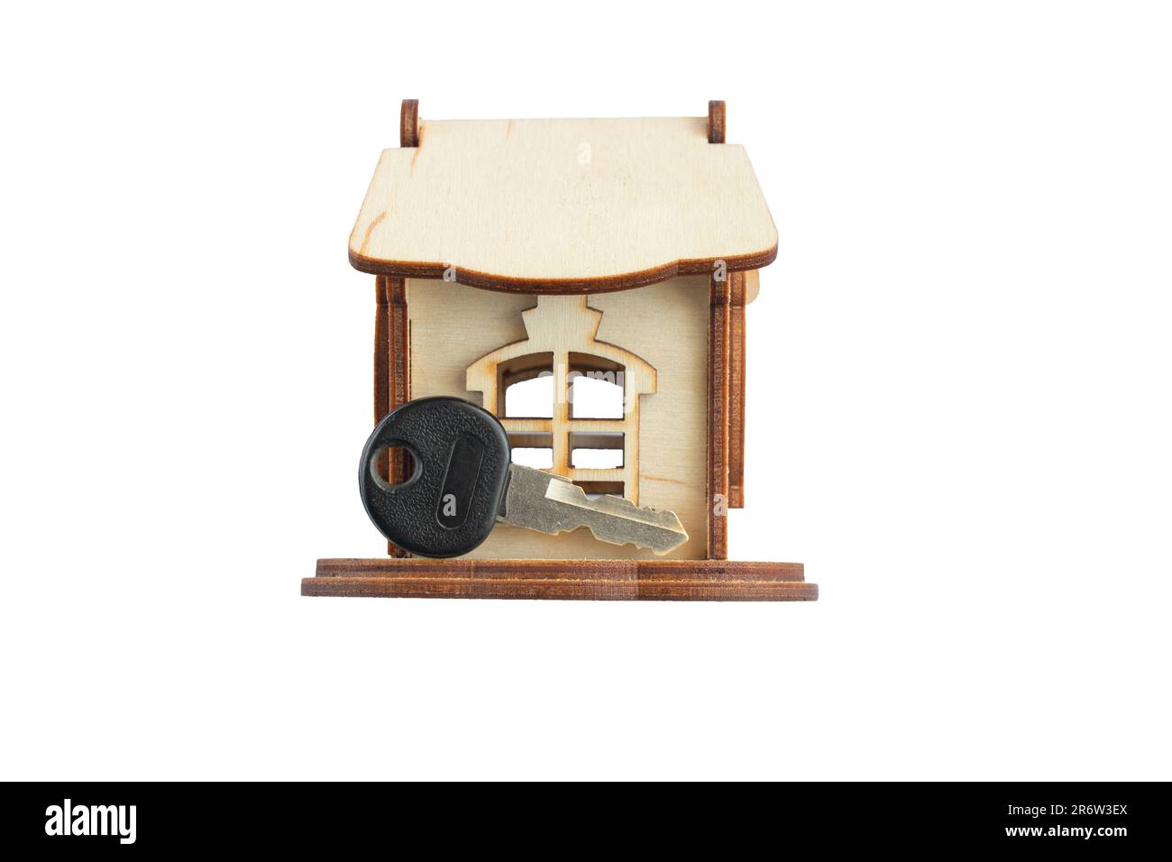 wooden small toy house on a white background Stock Photo - Alamy