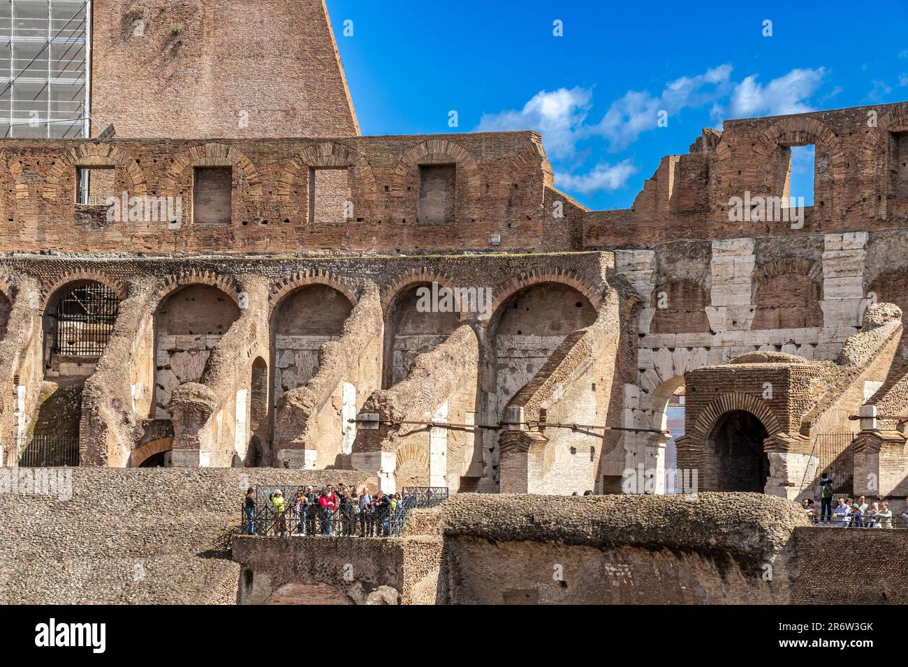 Close up of people visiting the Colosseum in Rome, the largest ...
