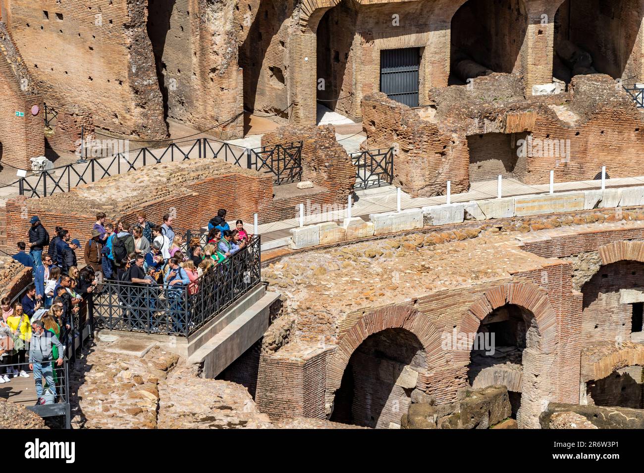 Close up of people visiting the Colosseum in Rome, the largest ...