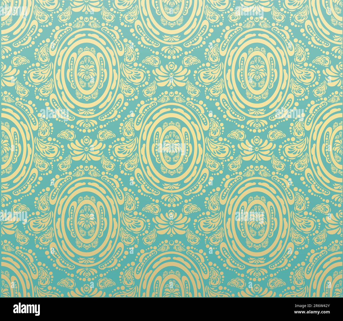 Vector blue and gold decorative royal seamless floral ornament Stock ...