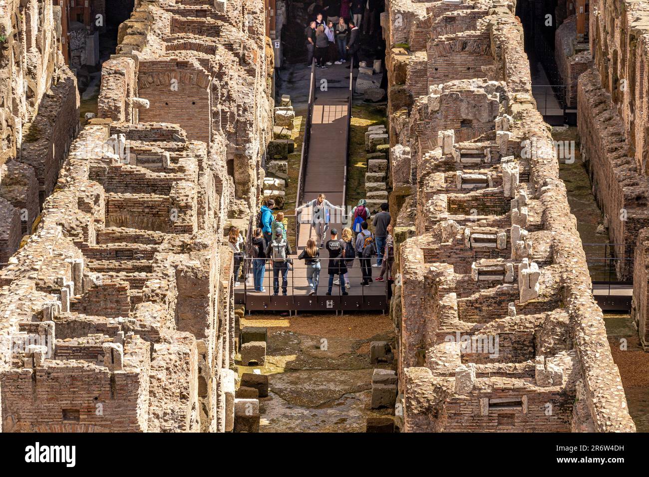 People visiting the underground dungeons, hypogeum area of the lower ...