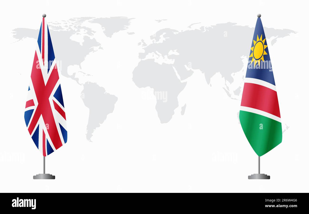 United Kingdom and Namibia flags for official meeting against ...