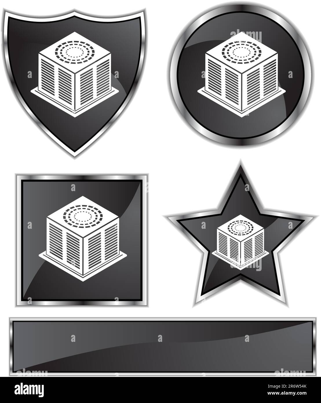 Air conditioner in black satin and chrome buttons with star, shield ...