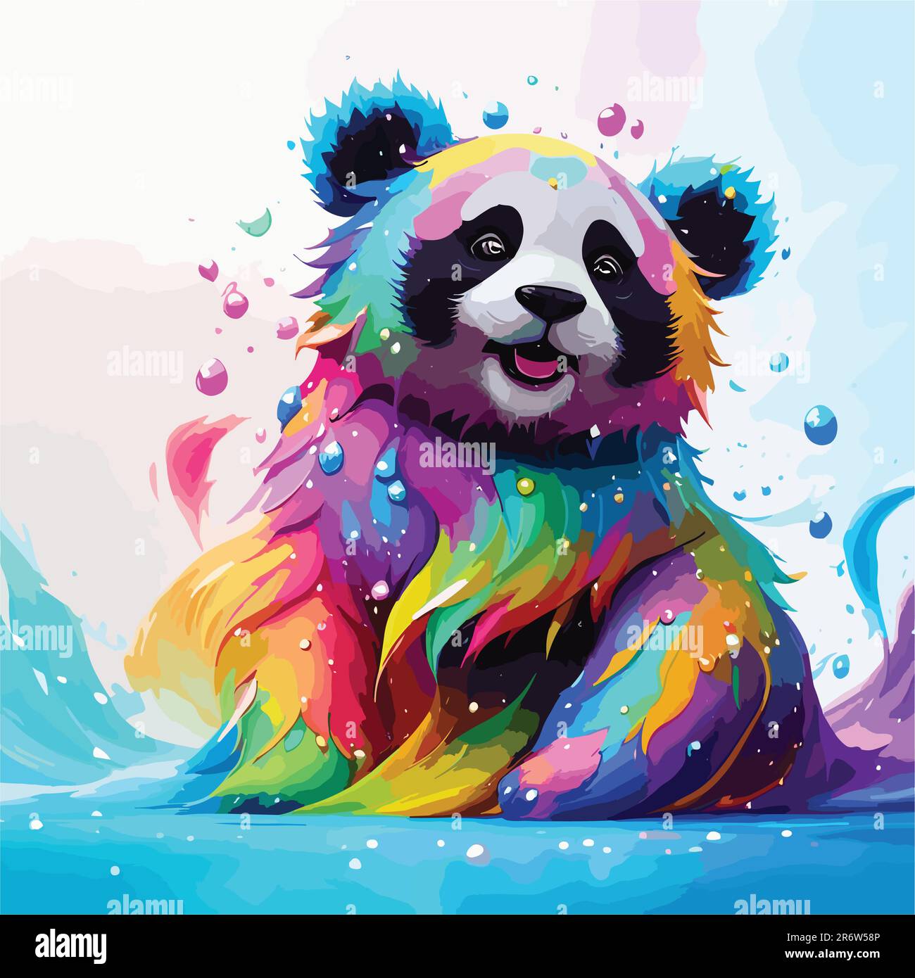 vector art of colorful panda . isolated in white background Stock ...