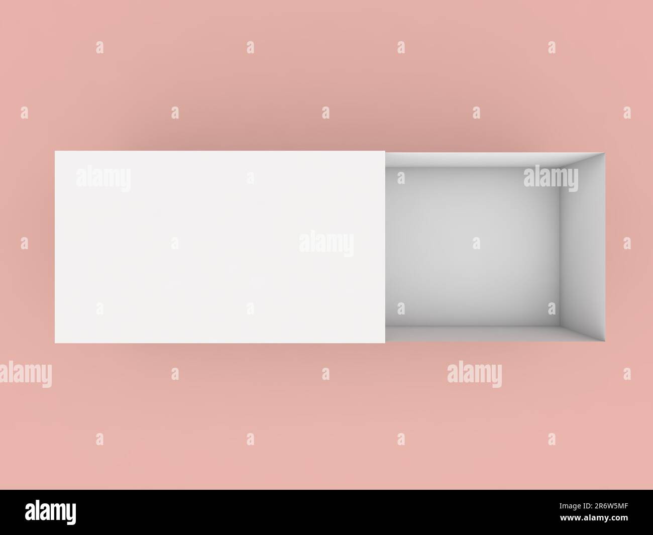 White realistic open paper box on a pink background. 3d render ...