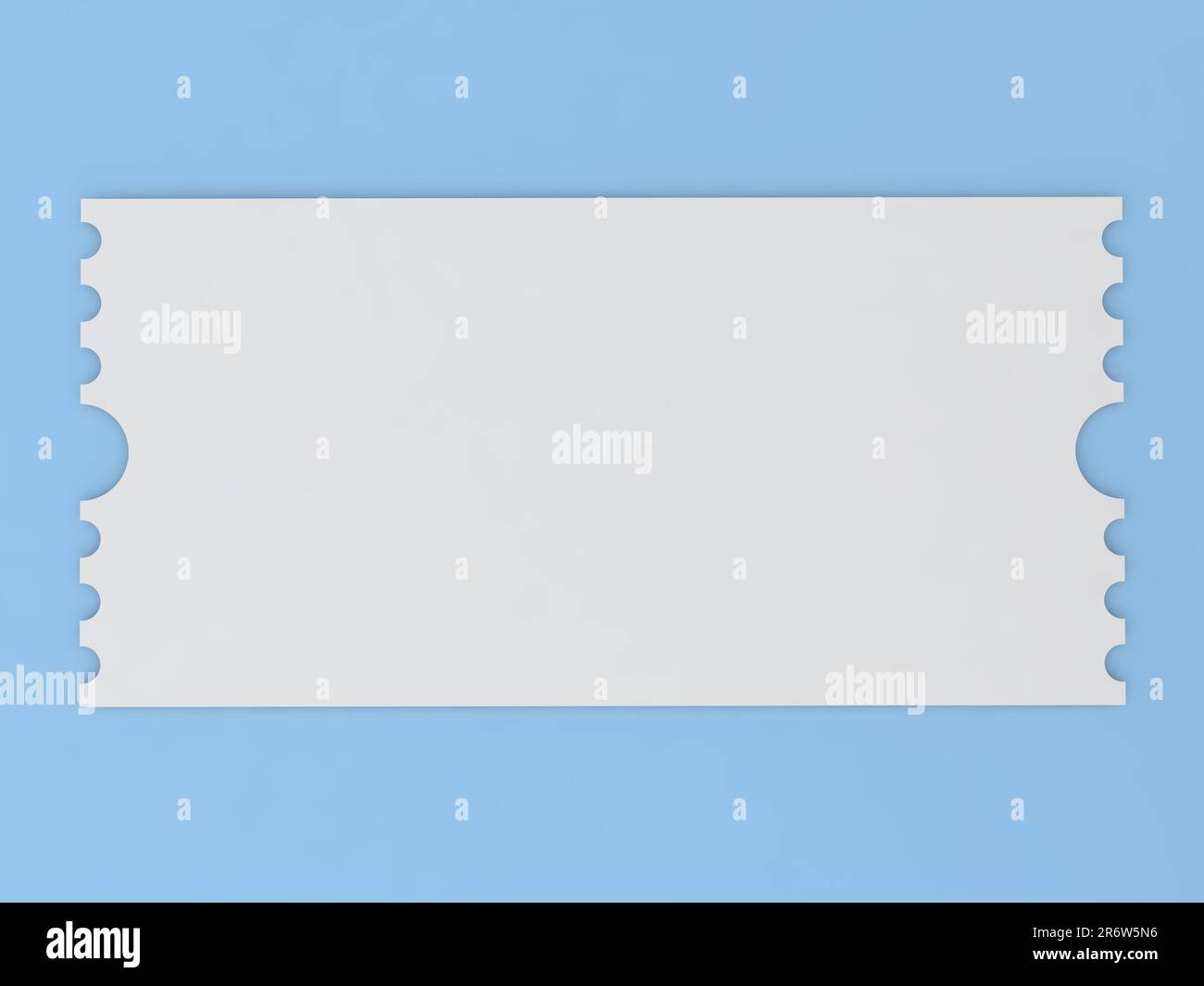 Tear-off paper ticket mockup on a blue background. 3d render ...