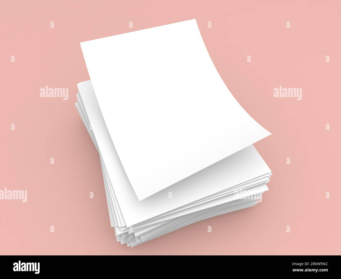 Stack of A4 paper on a pink background. 3d render illustration Stock ...