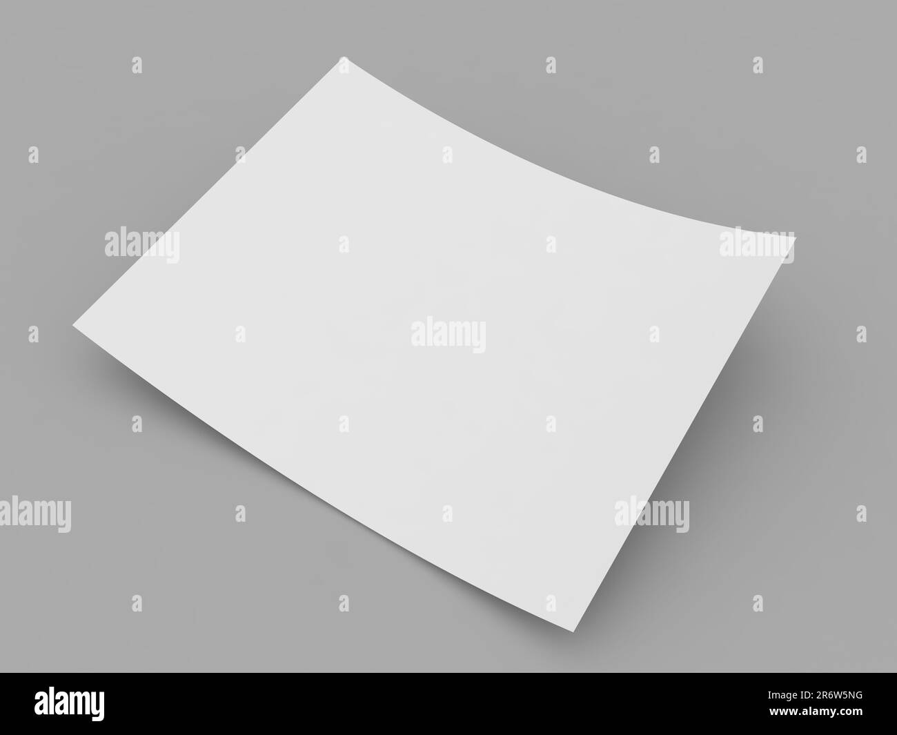 Curved sheet of A4 paper on a gray background. 3d render illustration ...