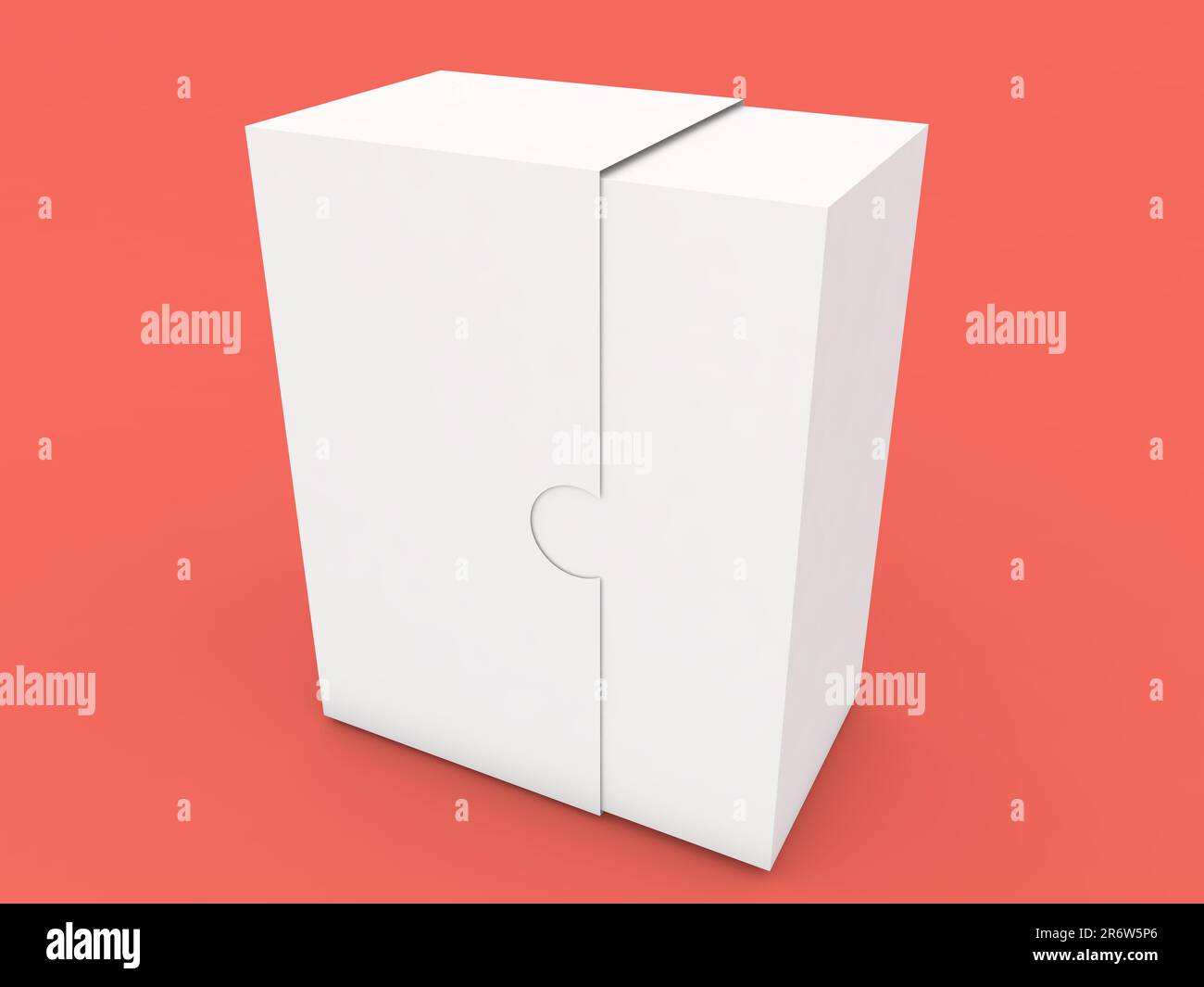 Sliding paper box on a red background. 3d render illustration Stock ...