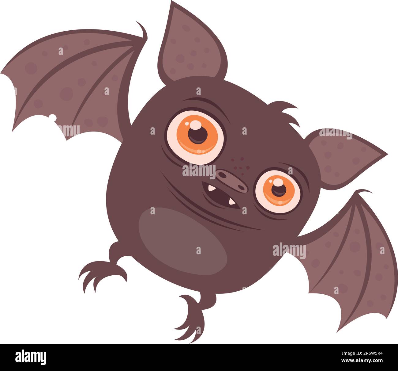 Vector cartoon illustration of a cute chubby Vampire Bat with big ...
