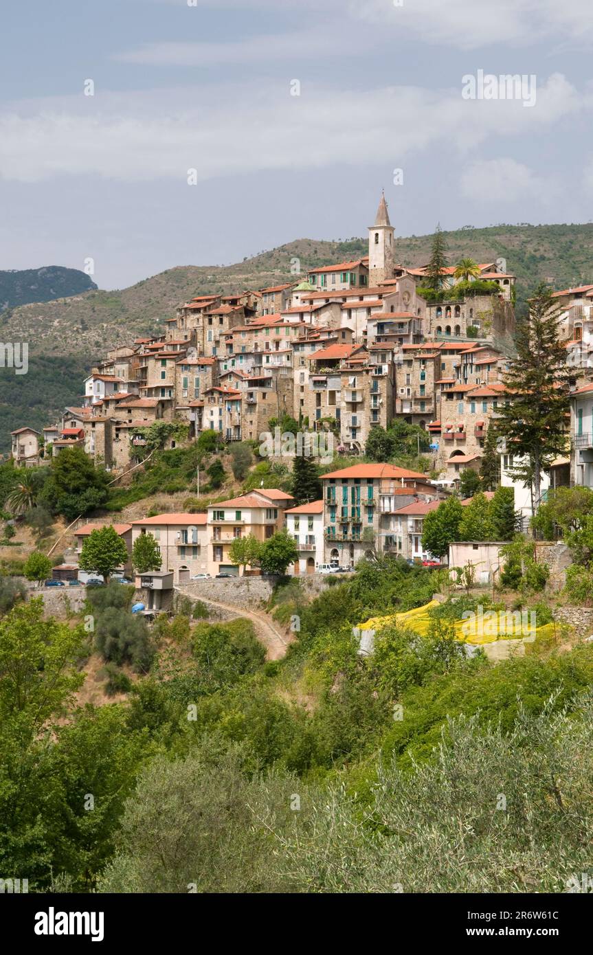 Mountain Village Apricale, Italian Riviera, Liguria, Italy Stock Photo ...